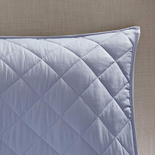 Madison Park Erica Comforter Quilt Combo Set - Modern Luxury Design, All Season Down Alternative Bedding, Matching Shams, Decorative Pillows, Full/Queen(90"x90"), Floral Blue 8 Piece