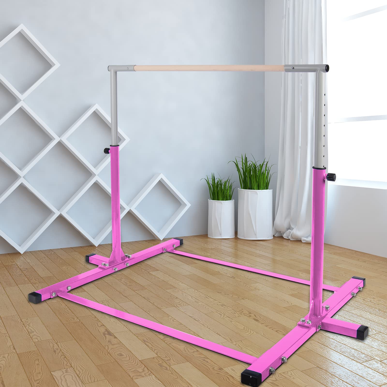 Polar Aurora Gymnastics Bar w/11 Heights Adjustable, Gymnastic Training Kip Bar for Kids Horizontal Bar for Gymnast, Gymnastic Training Equipment for Home (Dark Blue)