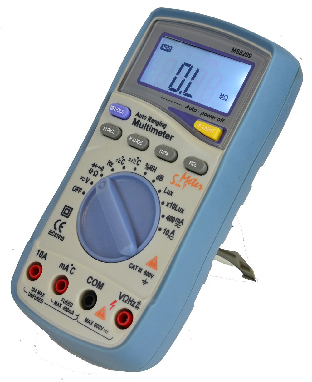Mastech 5-in-1 multimeter Lux, Sound Level, Humidity,Temperature,True RMS MS8209