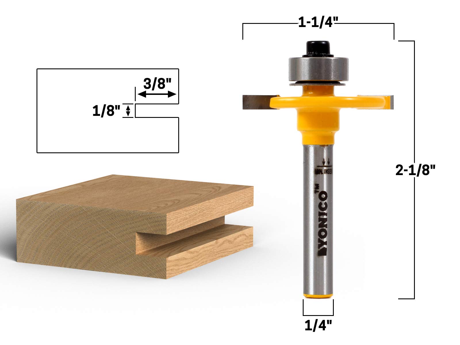 YONICO Slot Cutter Router Bit 1/8-Inch Height X 3/8-Inch Depth 1/4-Inch Shank 14081q
