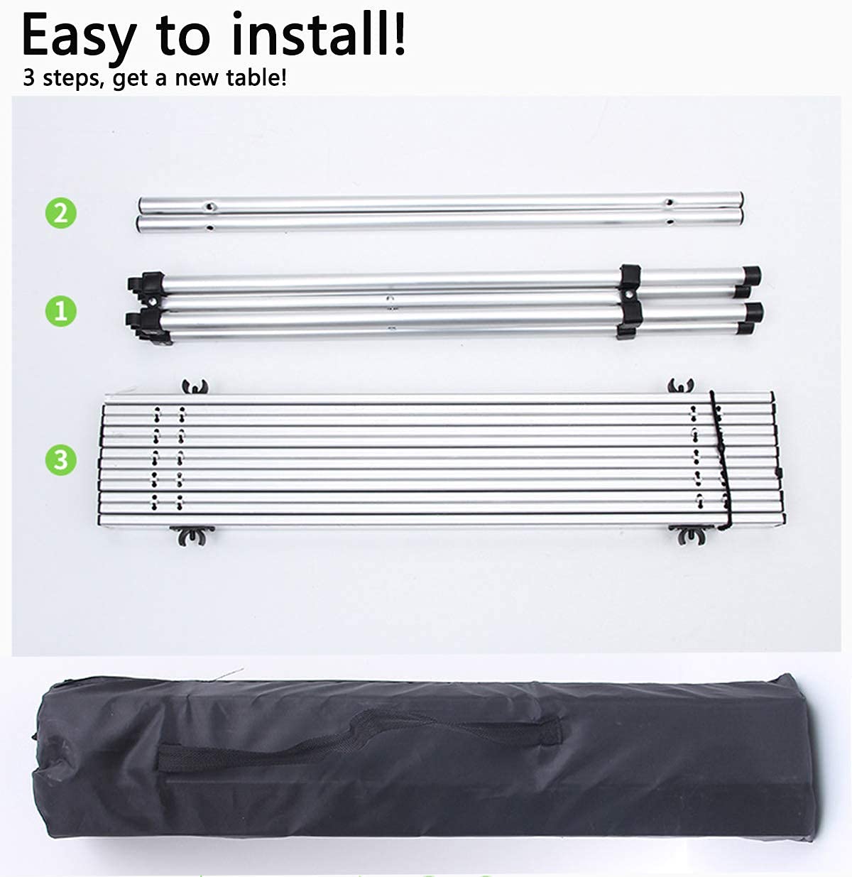 MYOYAY Portable Camping Table Foldable Lightweight Aluminum Table Square Roll Up Top Folding Camp Table for Outdoor Picnic Grill with Carry Bag, 27.5" L x 27.5" W x 27.5" H, Silver