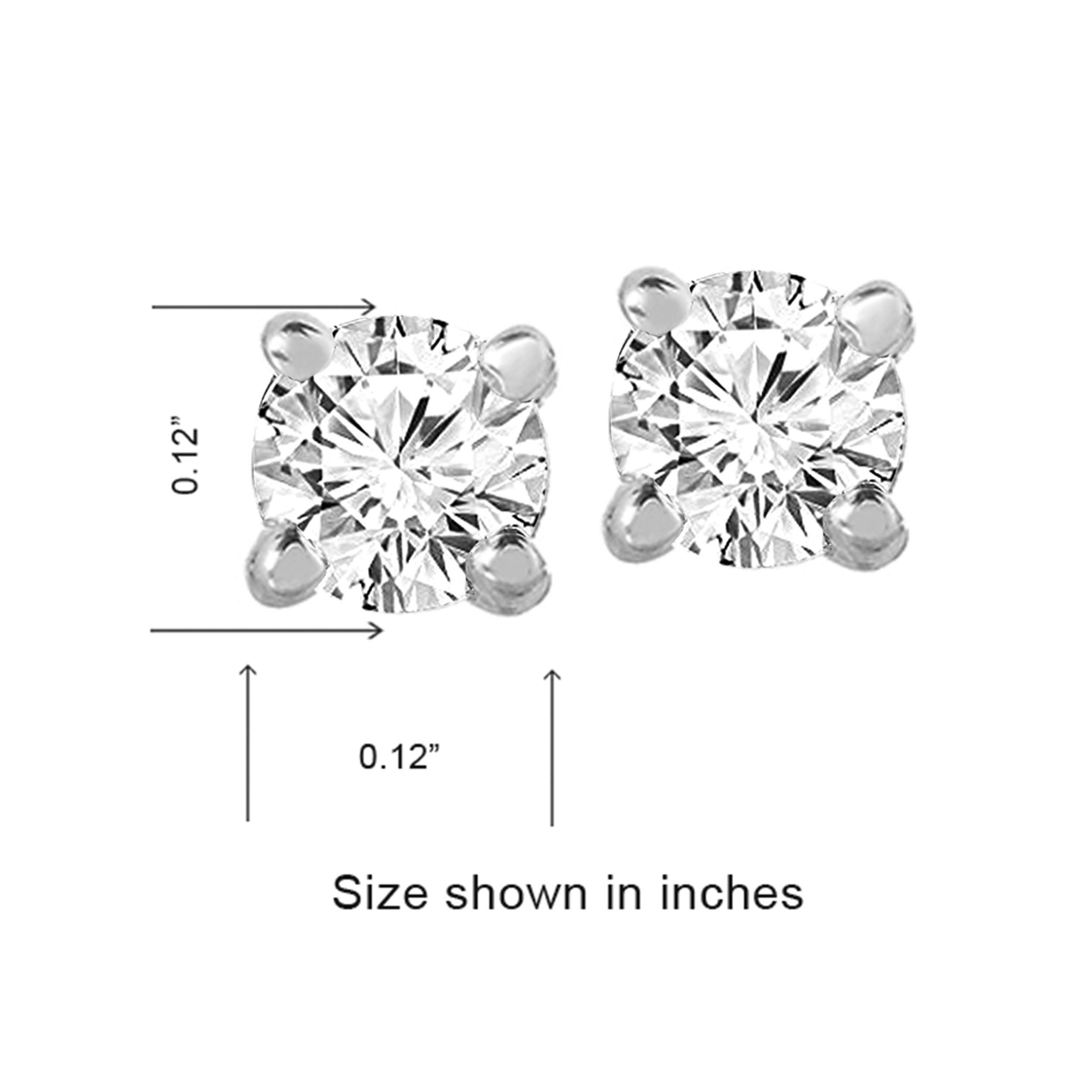 Natalia Drake 10K White Gold Solitaire Round Brilliant Cut 4 Prong 1/4 Cttw Diamond Stud Earrings for Women Color H-I/Clarity I2