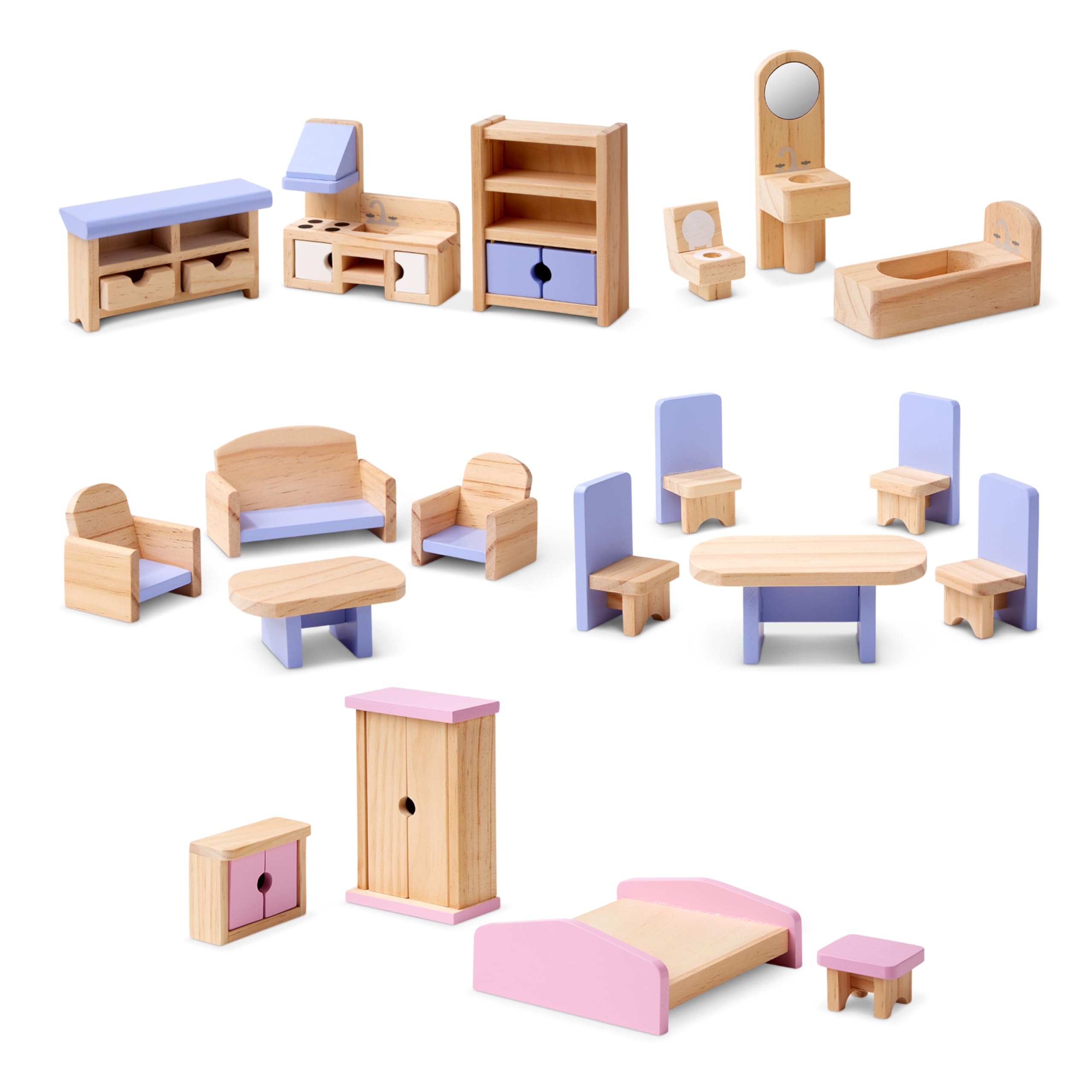 Melissa & Doug Modern Wooden Multi-Level Dollhouse With 19 pcs Furniture [White]