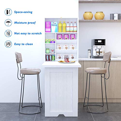 Norcia Folding Wall Mounted Table, Convertible Craft Desk with Storage, Multi-Function Computer Writing Floating Desk for Home Office (White)