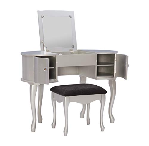 Linon Paloma Vanity Set, 30" x 40.5" x 19.25", Silver