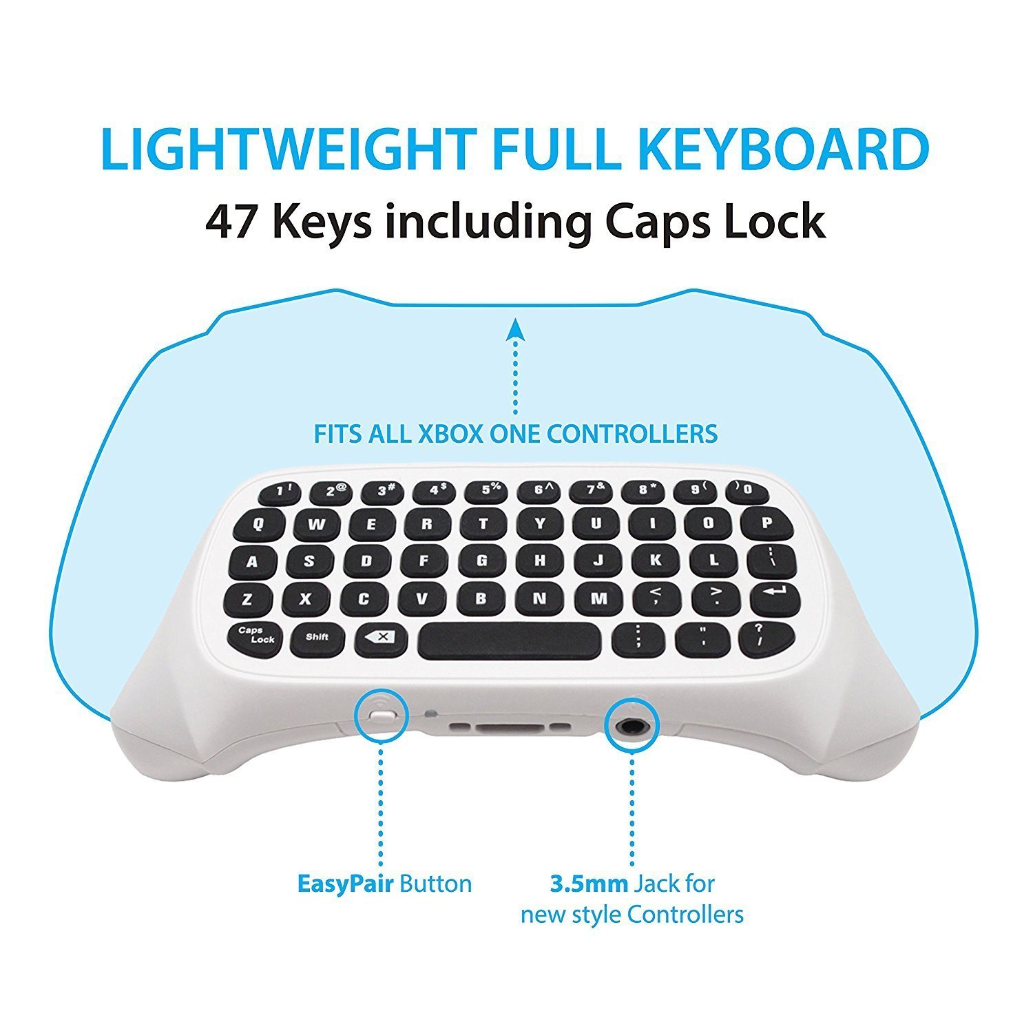 Megadream Xbox One Wireless Chatpad Keyboard with 3.5mm Audio Jack for Xbox One/One S/One X, Xbox Series S/X, Xbox One Elite/Elite 2, PC β 2.4G USB Receiver & Charge Cable included