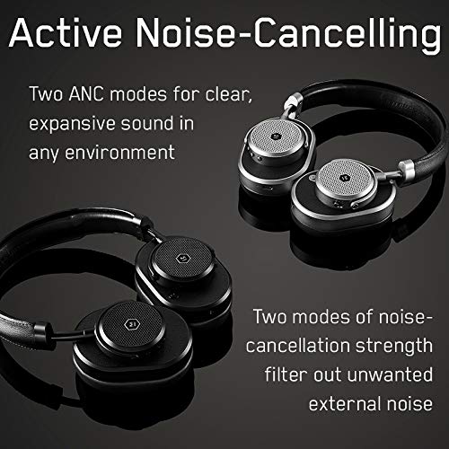Master & Dynamic MW65 Active Noise-Cancelling (Anc) Wireless Headphones β Bluetooth Over-Ear Headphones with Mic, Silver Metal/ Brown Leather
