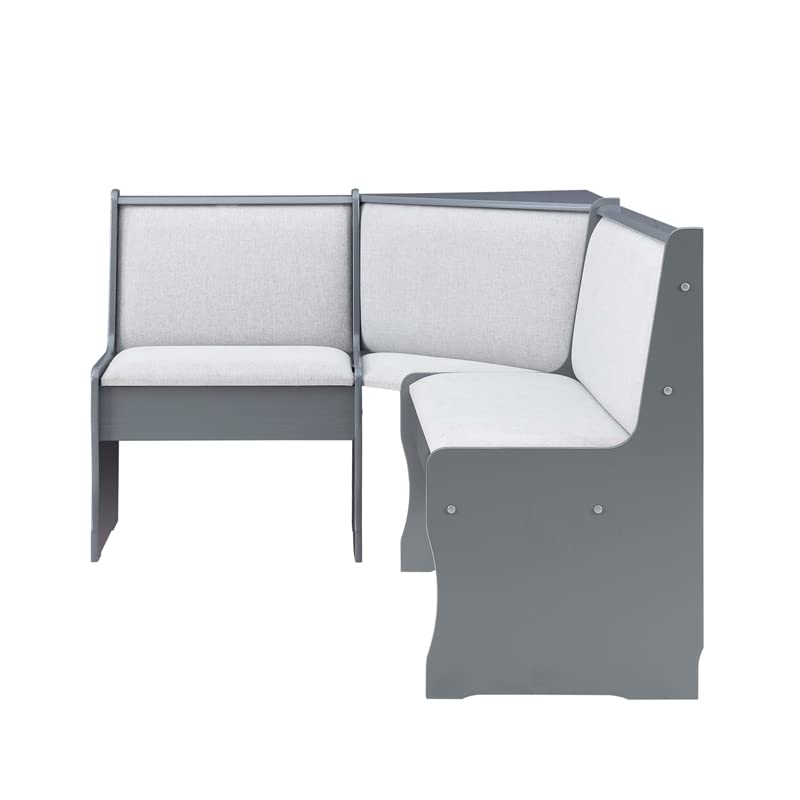 Linon Sanford Wood Storage Dining Nook in Gray