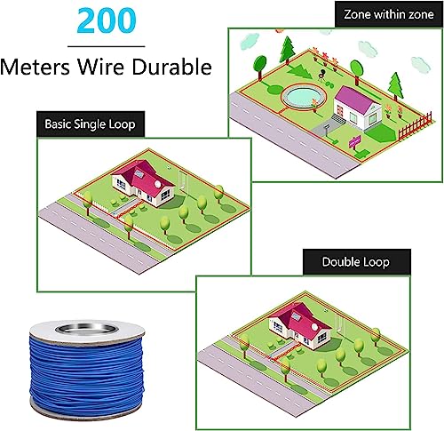 PcEoTllar Electric Fence for Dogs, Rechargeable Underground Dog Fence System, Pet Containment System, 2 Waterproof Collar Receivers, with 656Ft Underground/Aboveground Boundary Wire