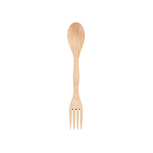 MEGIMA Spoons, 2 In 1 Wooden Spoon Forks Set Salad Fruit Fork Tableware Wood Cutlery Coffee Tea Spoons