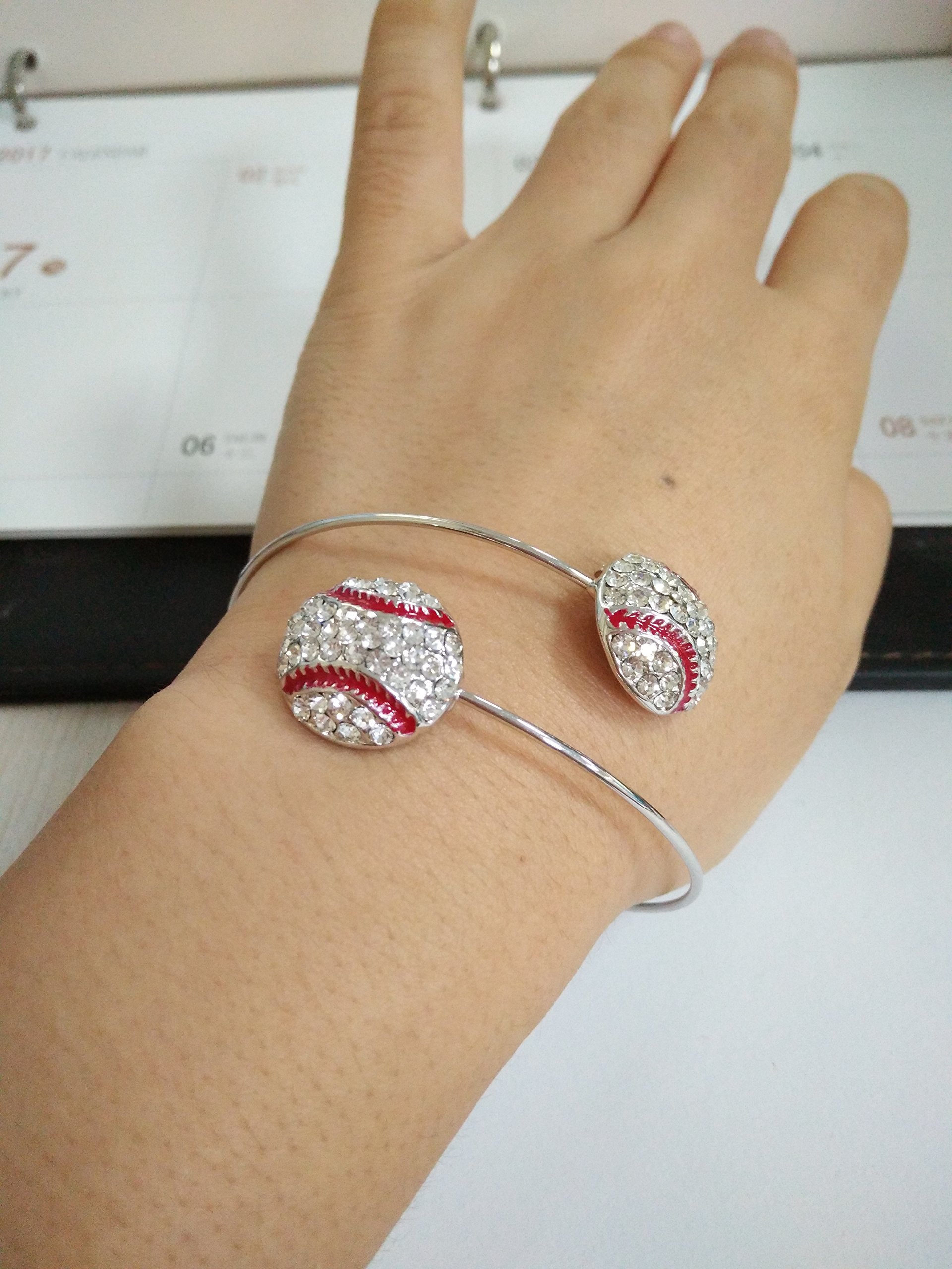 MANZHEN Adjustabe Baseball Softball Bangle Bracelet Cuff Wire Bangle Sports Charm Bangle Bracelets (1)