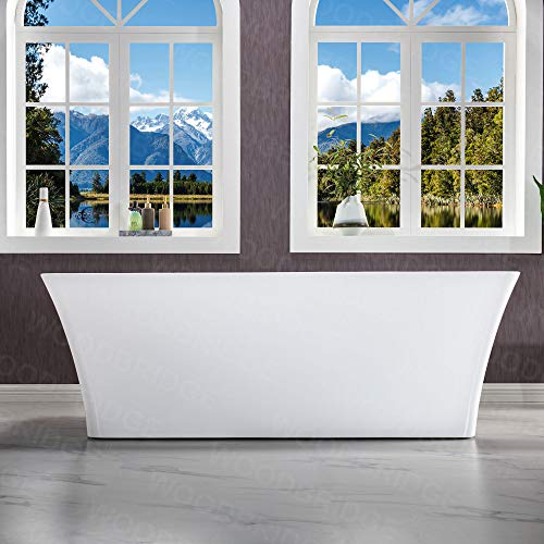 WOODBRIDGE 67" Acrylic Freestanding Bathtub Contemporary Soaking White Tub with Chrome Overflow and Drain,BTS1609 -C-Drain &O