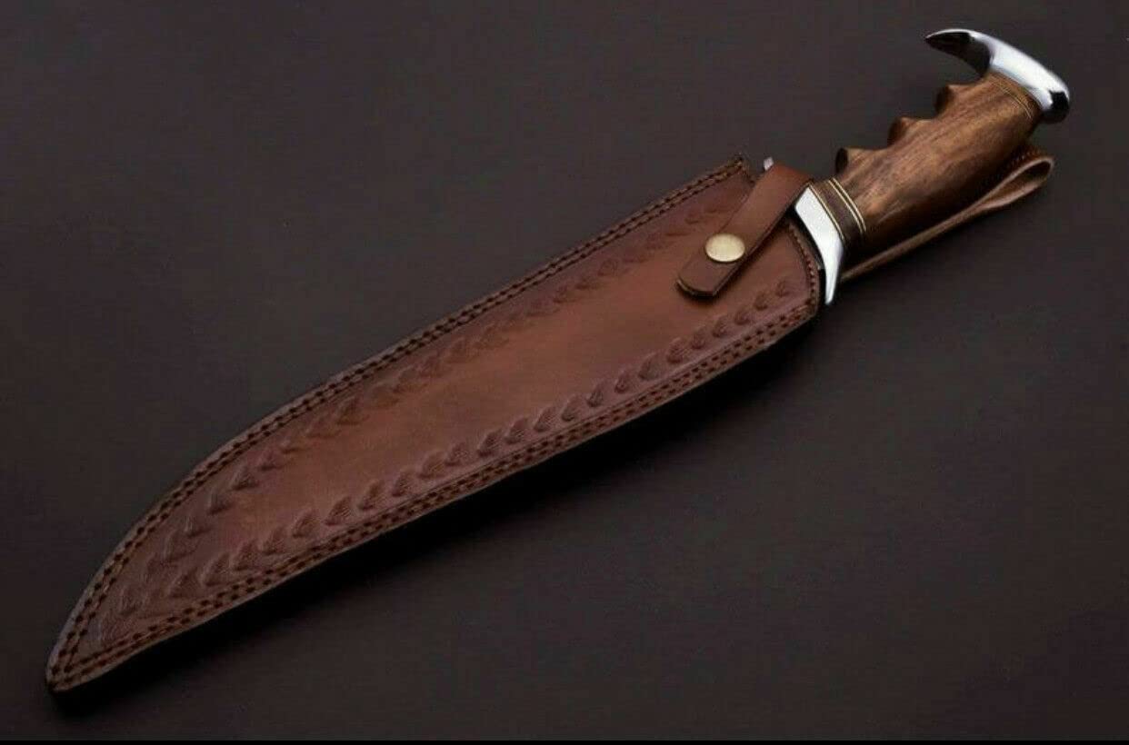 PSK115 - Custom Handmade Steel Hunting Bowie Knife - Rose Wood Handle Hunting Lover Gift