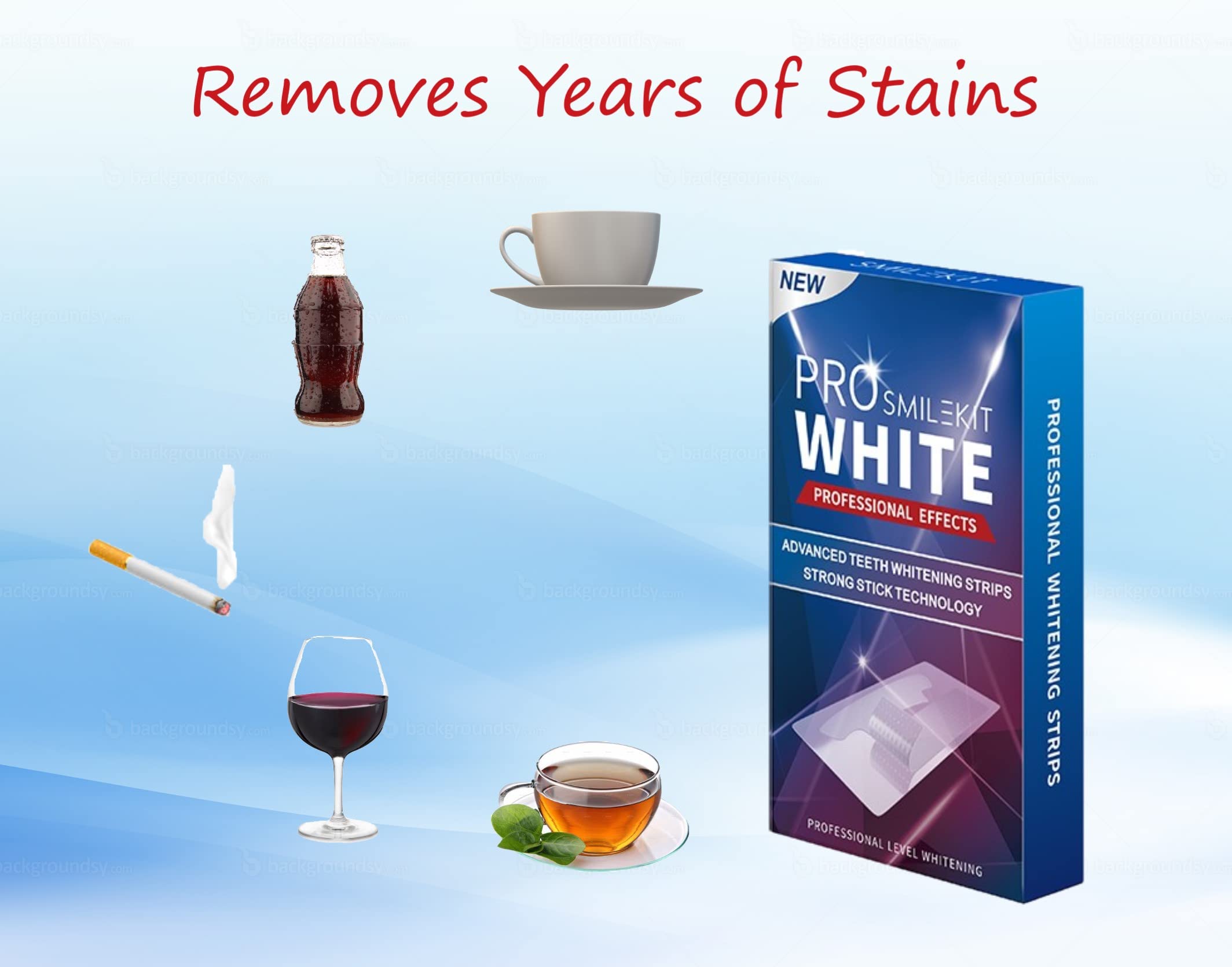 Teeth Whitening Strips | Smile Whitener Kit | Pro White | 7 Treatments | Tooth Stain Remover Professional Effects 30 min Express Whiter , Enamel Safe