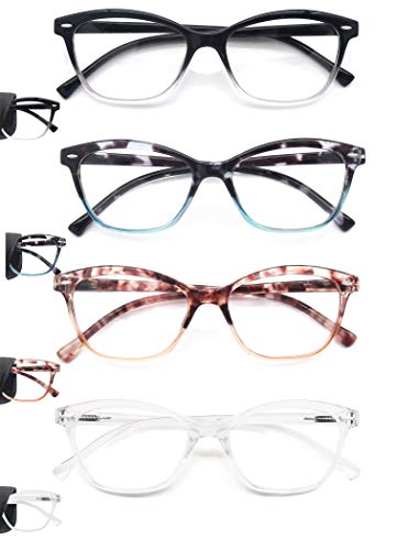 MODFANS Women Reading Glasses 1.75 4 Pair Stylish Ladies Readers with Comfort Spring Hinge Pattern Design Pouch Included