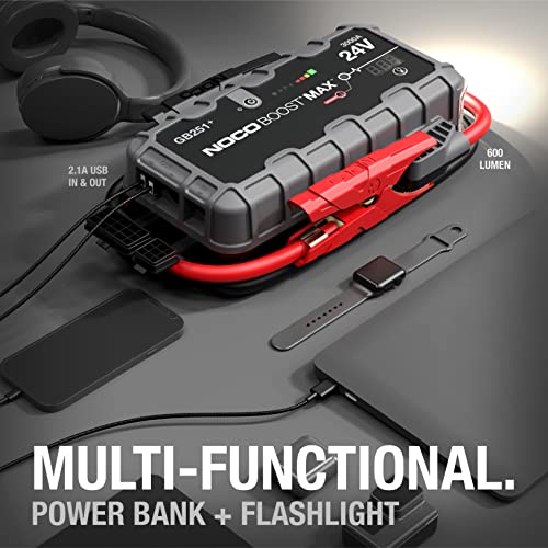 NOCO Boost Max GB251 3000 Amp 24-Volt UltraSafe Portable Lithium Jump Starter Box, Battery Booster Pack, and Commercial Jumper Cables for Gasoline and Diesel Engines Up to 32-Liters