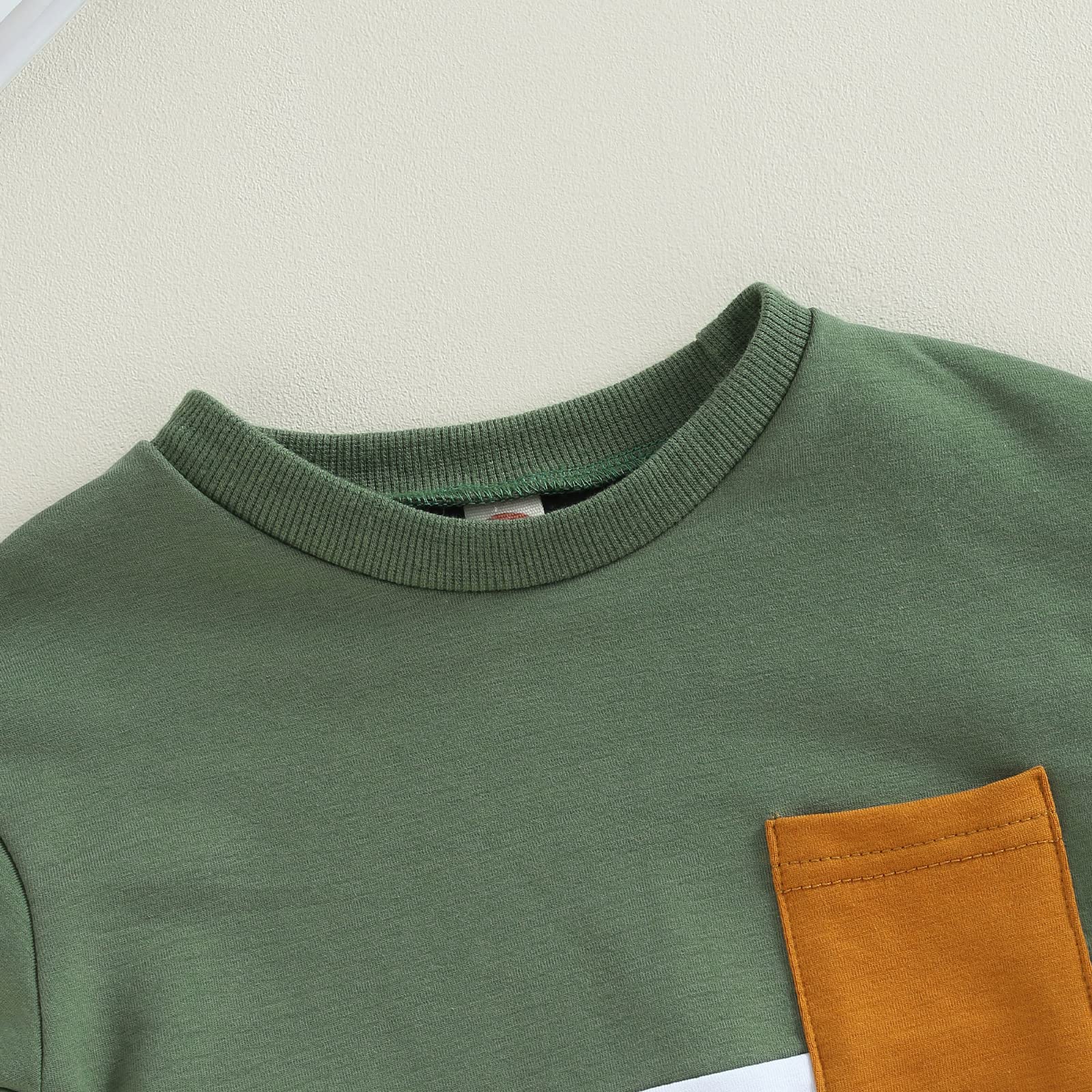 mlpeerw Newborn Boy Romper Outfit Long Sleeve Color Block Oversized Sweatshirt Fall Winter Infant Baby Bubble Onesie Clothes(Green, 6-12 Months)