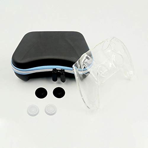 SOONHUA 6-in-1 Game Controller Protective Case Set EVA Storage Bag + Protective Case + Rocker Caps Fit for PS5 Controller