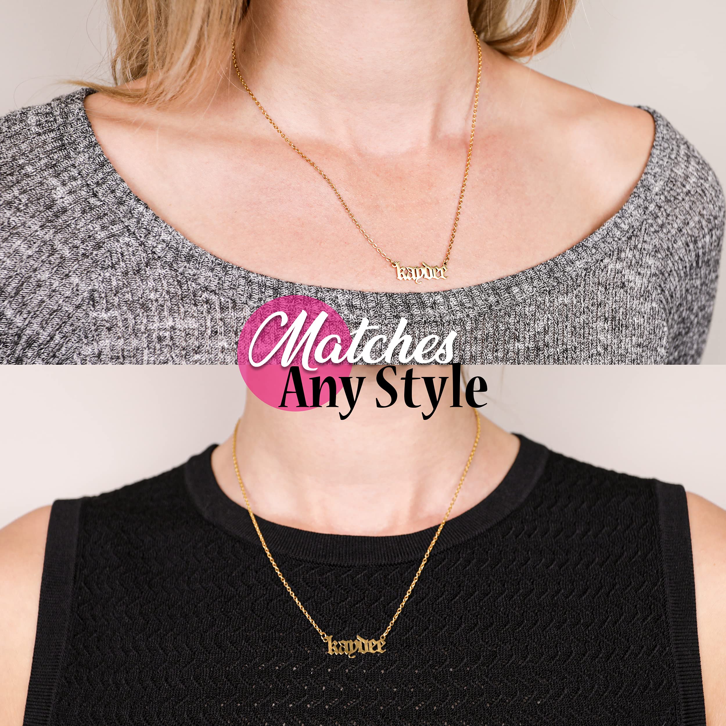 Sorority Shop Delta Phi Epsilon Necklace β DPE Old English Font Design, 18K Gold Plated, Delta Phi Epsilon Gifts for Women