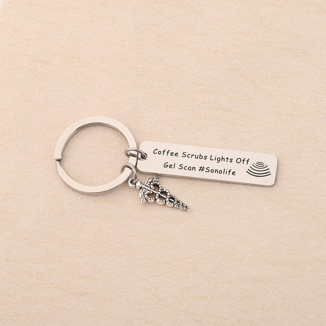 POTIY Sonographer Gift Sonographer Keychain Radiologist Keychian Coffee Scrubs Lights Off Gel Scan Keychain Radiology Technologist Gift for Medical Sonographer (Sonographer Keychain)