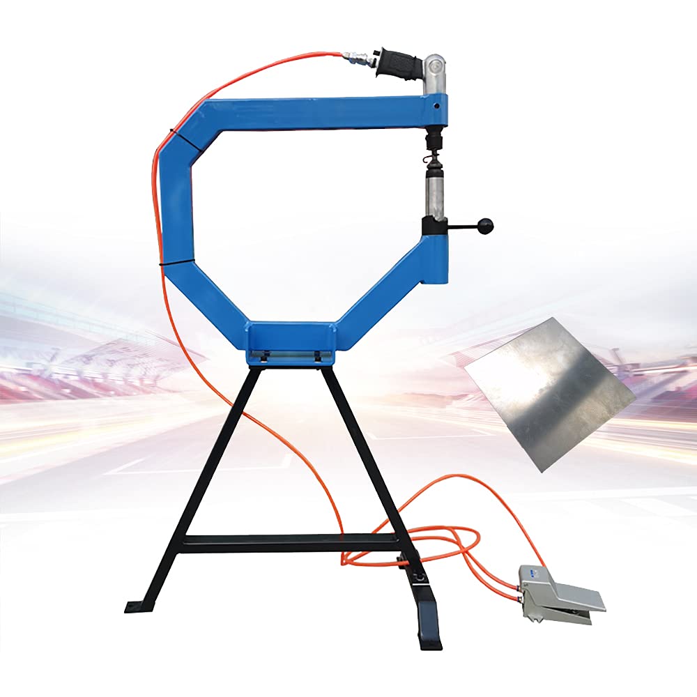 TOOL1SHOoo 4" Throat Pneumatic Planishing Hammer with Cast Iron Stand & Pedal, Pneumatic Planishing Hammer 4" Throat Airpress Tool w/Steel Stand, Anvil 1/2/3"