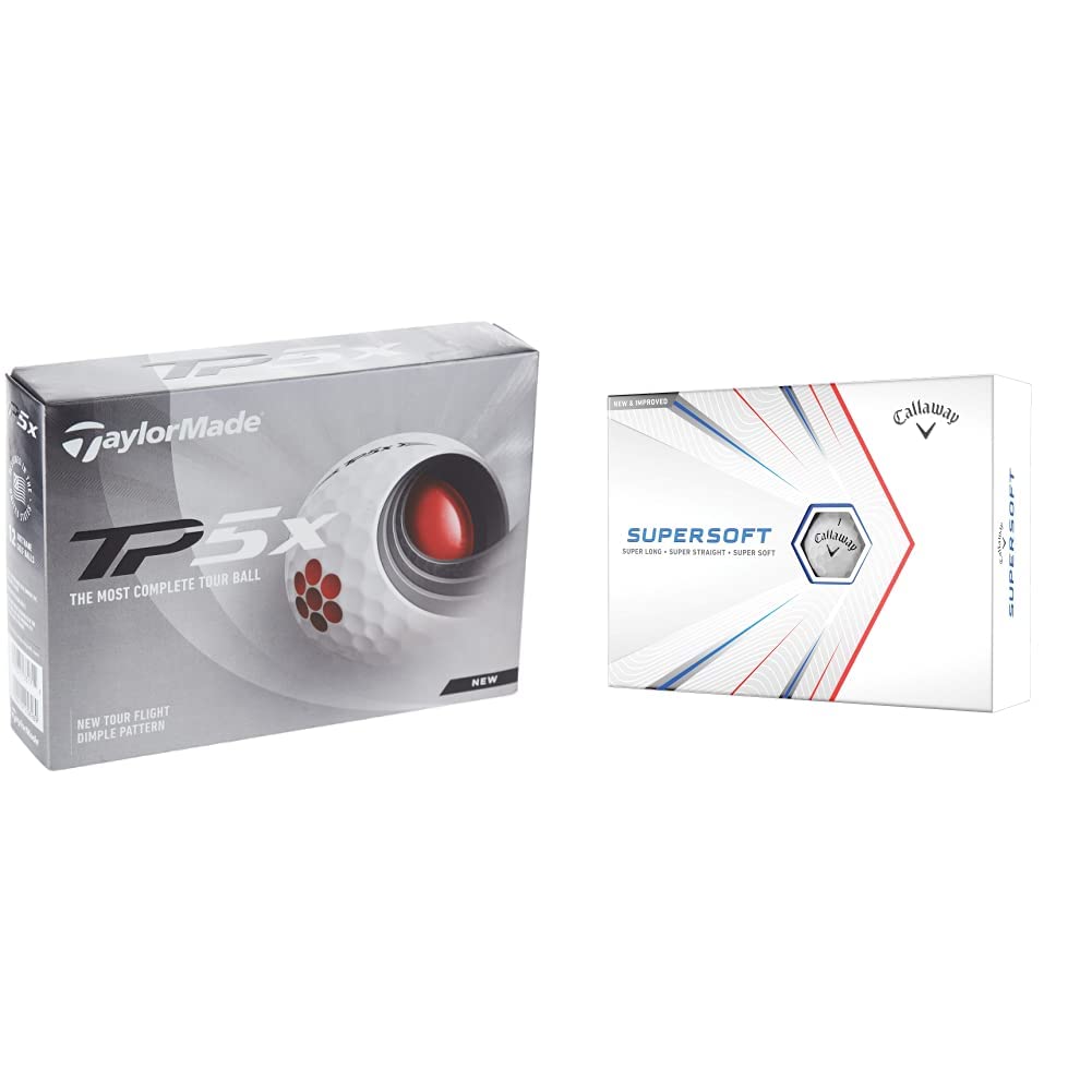 TaylorMade 2021 TP5x 2.0 Golf Balls White & 2021 Callaway Supersoft Golf Balls, White