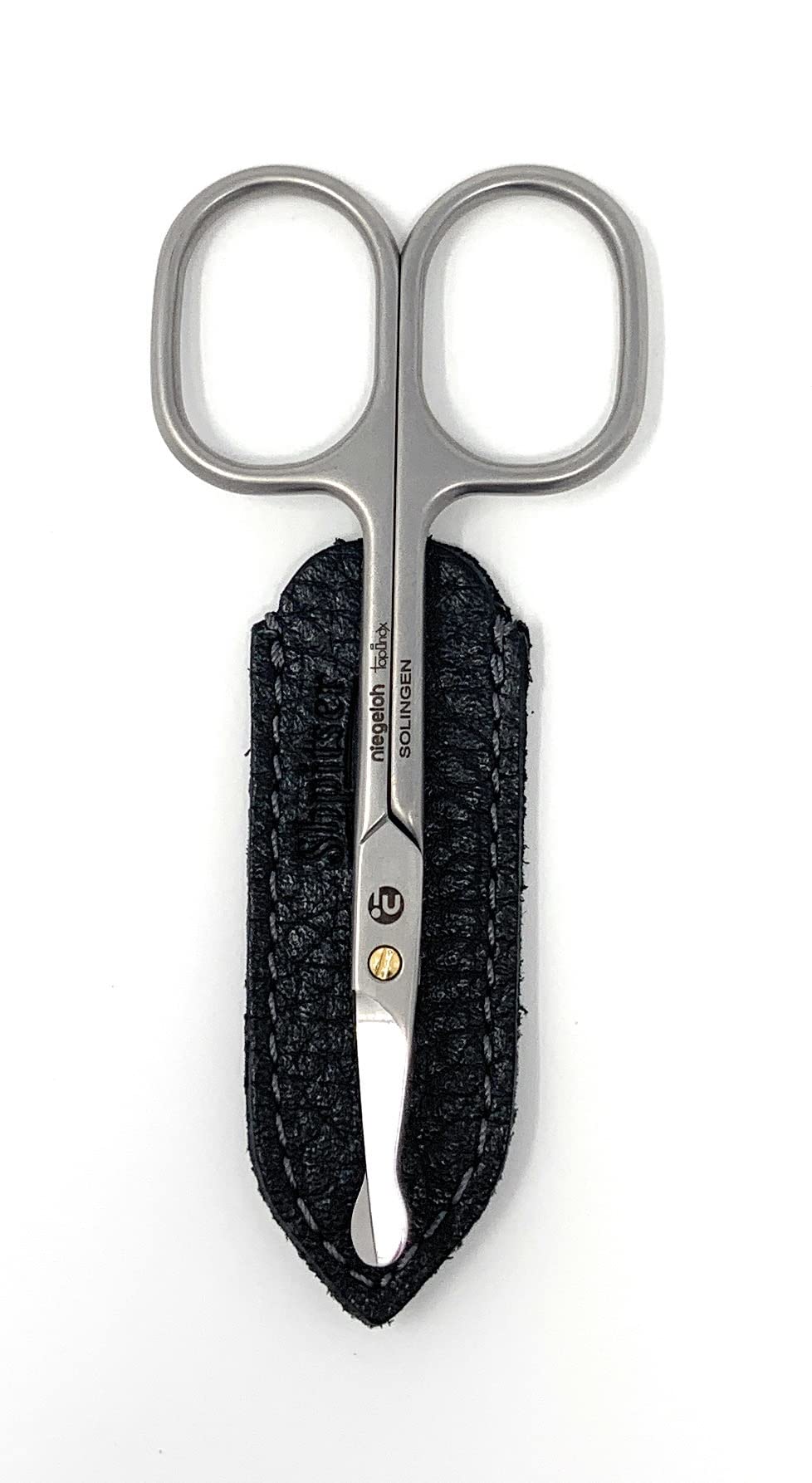 Niegeloh Professional TopInox Stainless Steel Nose & Ear Scissors with SHPITSER Genuine Leather Case. Made in Solingen, Germany