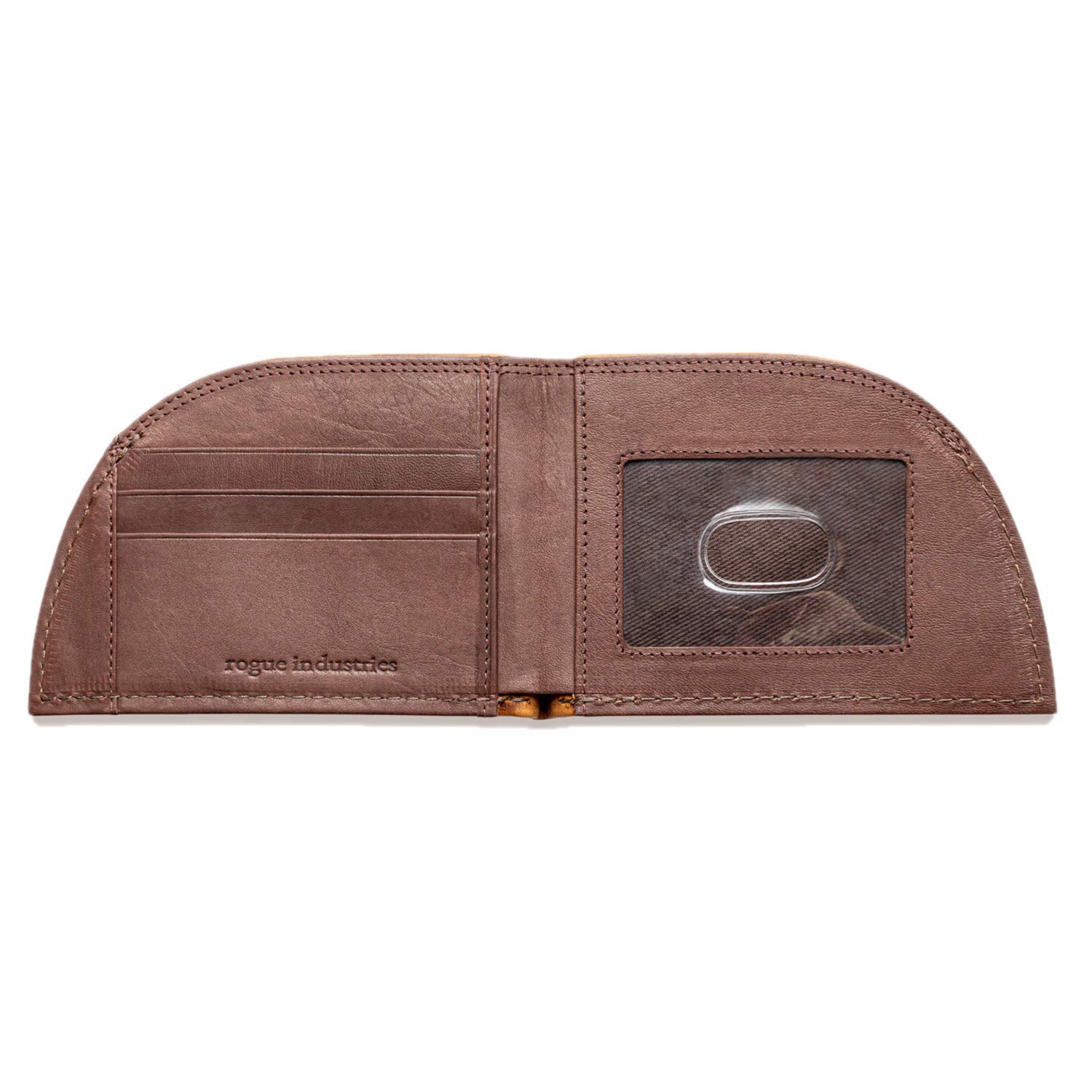 Men's Front Pocket Wallet by Rogue - USA Made Genuine Leather with Full Bill Section, 6 Card Capacity, ID Window