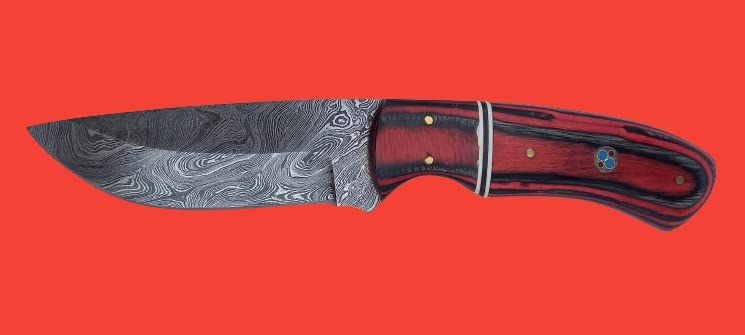 PSK22 - Full Tang Hand Made Damascus Hunting Knife With Pakka Wood Handle, Camping Gift