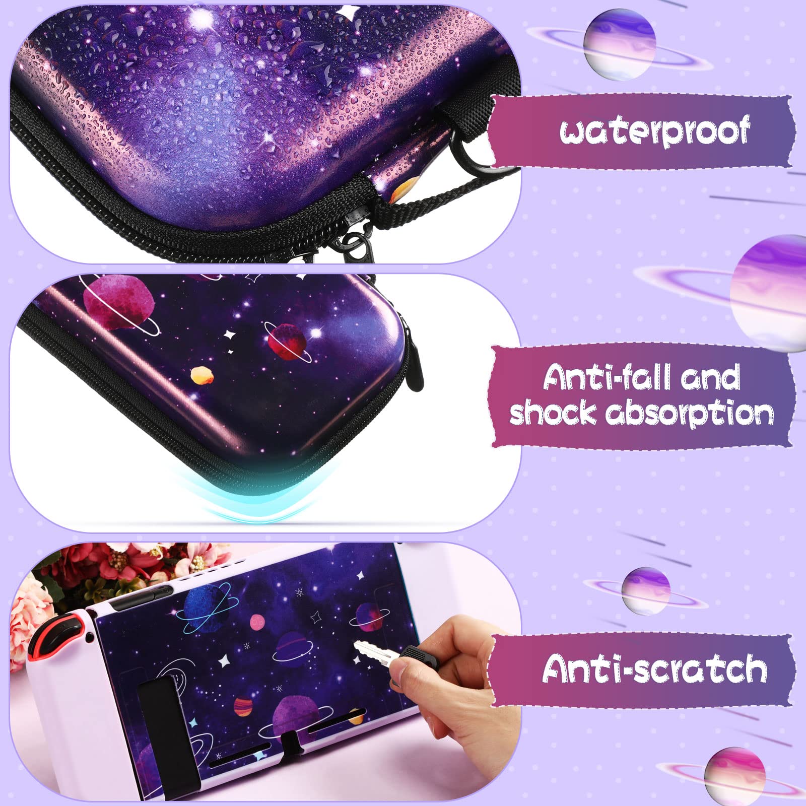Weewooday Carrying Case Compatible with Nintendo Switch NS, Hard Case Protective Cover Travel Bag with 12 Card Slots Compatible with Switch Console and Accessories
