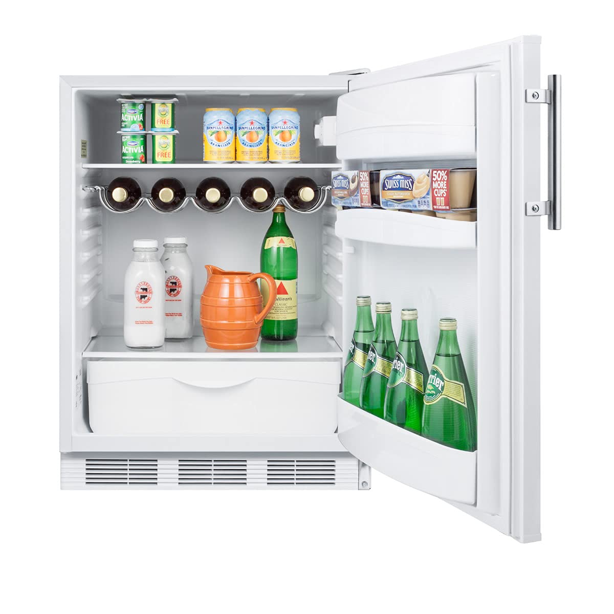 Summit Appliance FF63BK Freestanding Residential Counter Height 24" Wide All-refrigerator in Black Exterior with Auto Defrost, Deluxe Interior, Pro Style Handle and Adjustable Thermostat