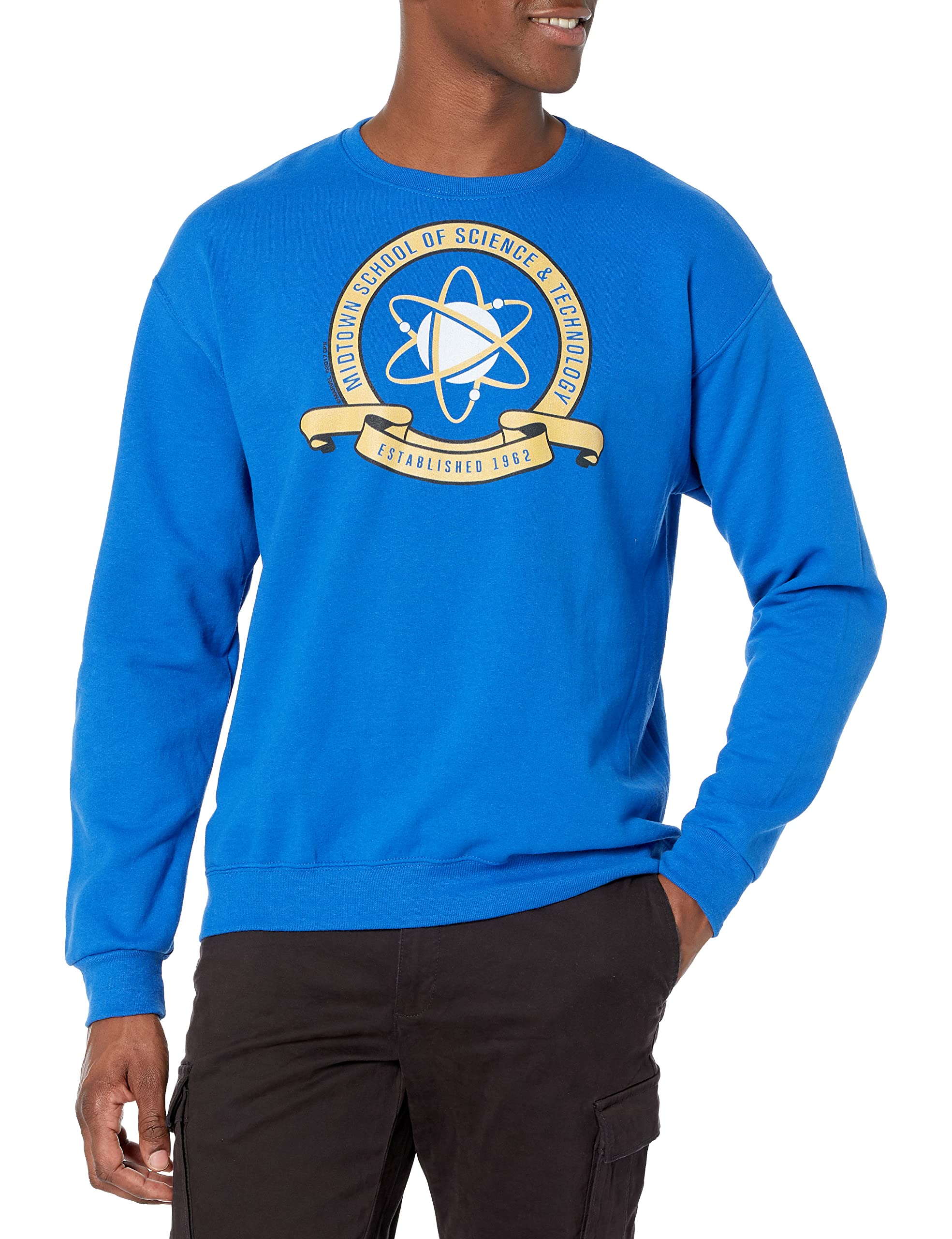 Men's Marvel Spider-Man: Homecoming Midtown School Crest Sweatshirt - Royal Blue - Medium