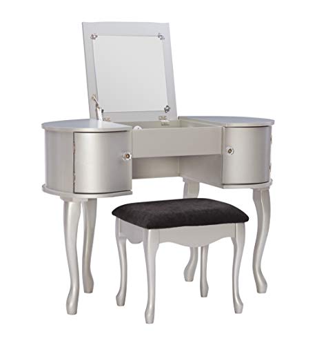 Linon Paloma Vanity Set, 30" x 40.5" x 19.25", Silver