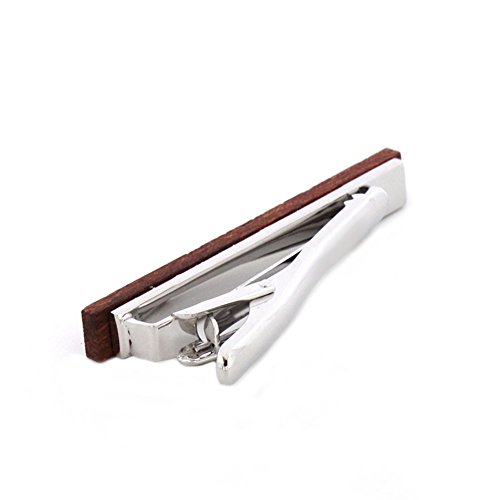 MERIT OCEAN Smart Men's Bulinga Wood Tie Clip Natural Tie Bar 2.1 Inch in Gift Box