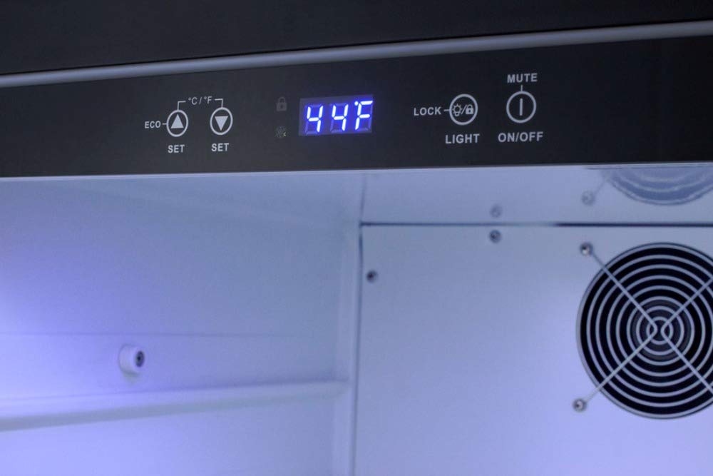 Summit Appliance AL55 Built-in Undercounter ADA Compliant 4.2 cu.ft. 24" Wide All-refrigerator with Stainless Steel Door, Black Cabinet, Door Storage, Lock, Digital Controls and White Interior