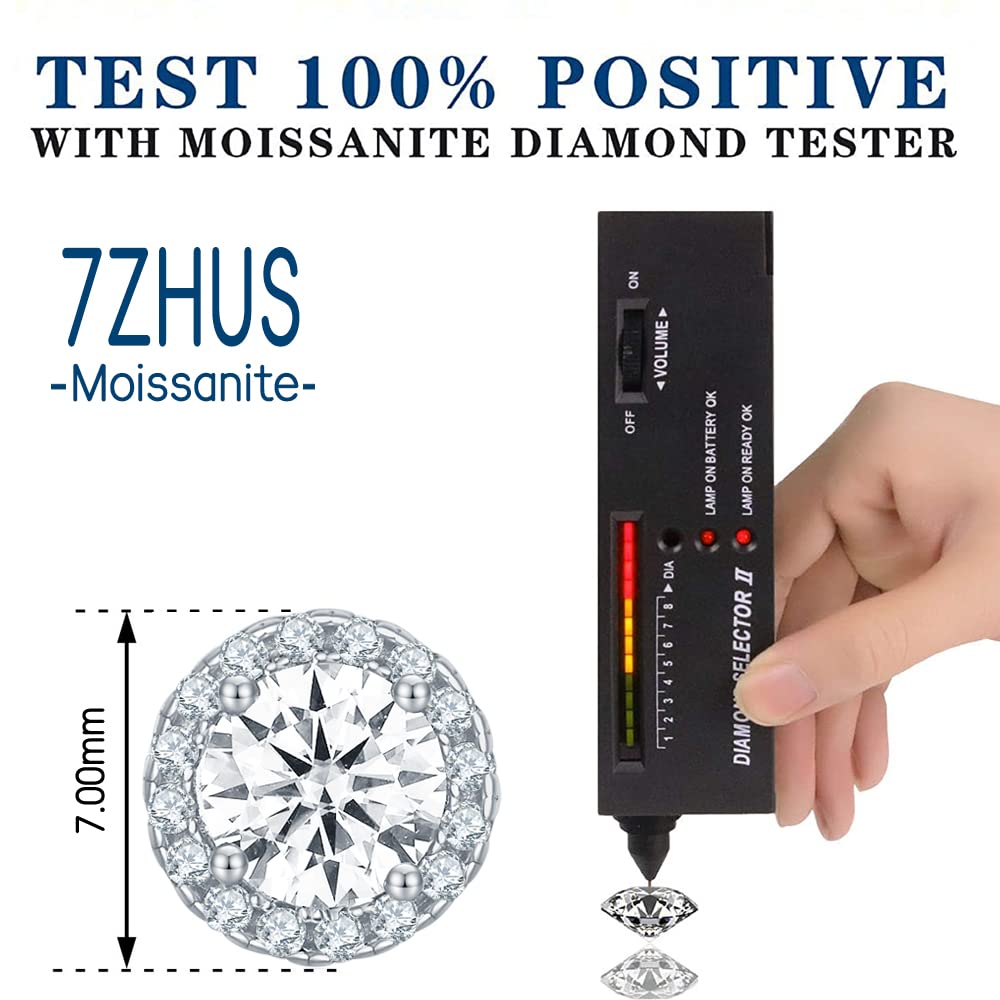 Moissanite Earrings for Women Men 18K White Gold Plated Round Cut Lab Created Diamond Halo Stud Earrings