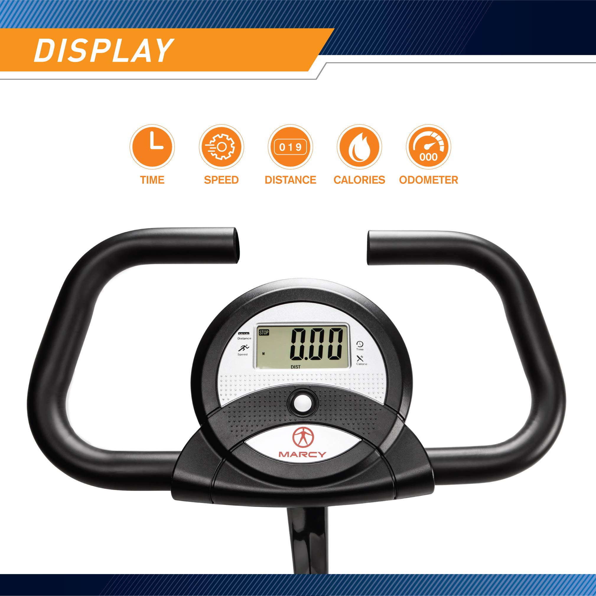Marcy Foldable Recumbent Exercise Bike with High Backrest and Magnetic Resistance NS-653, Black White, One Size