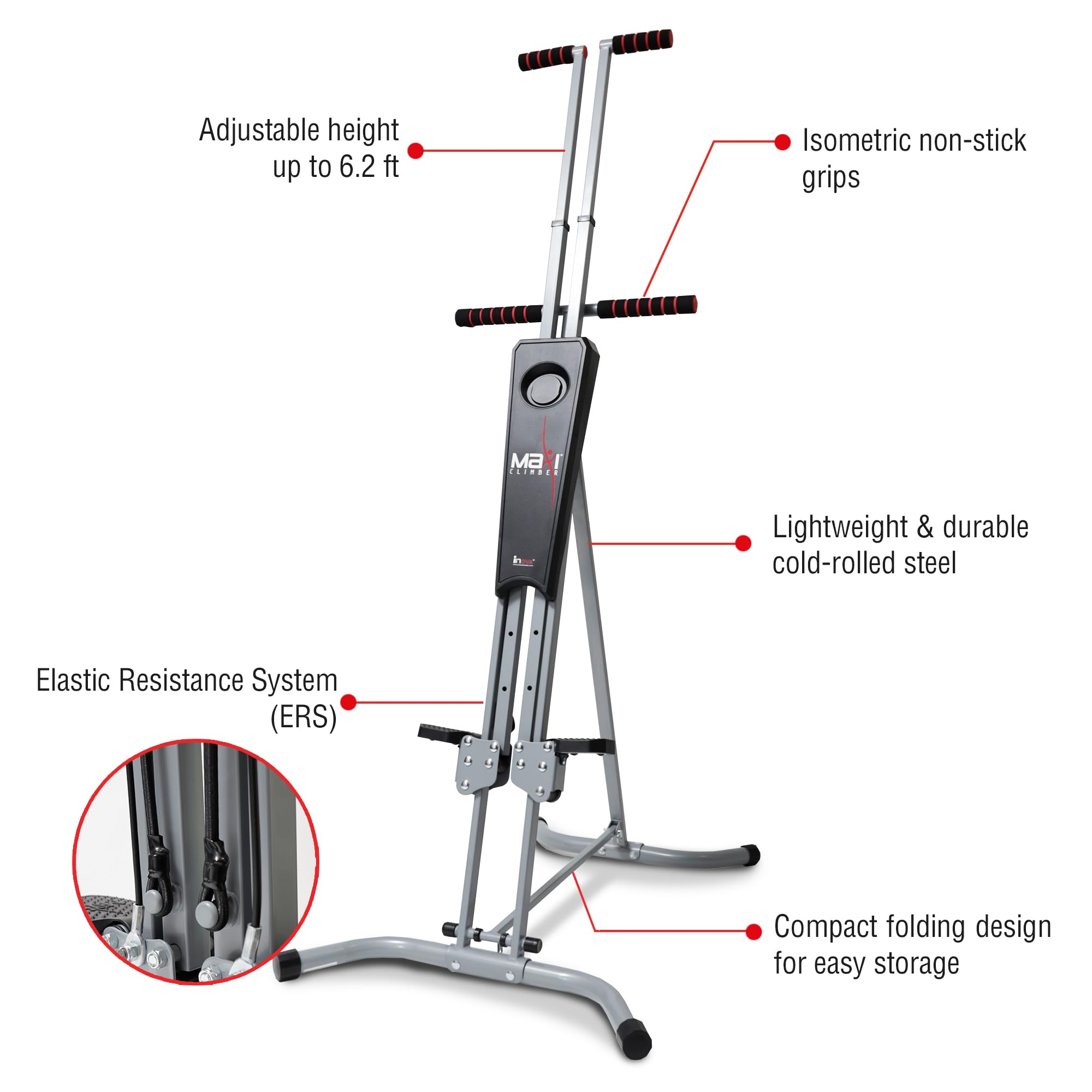MaxiClimber Vertical Climber Combines Resistance Training and High-Intensity Cardio for a Full Body Workout. Free Coach-led Classes & Fitness App