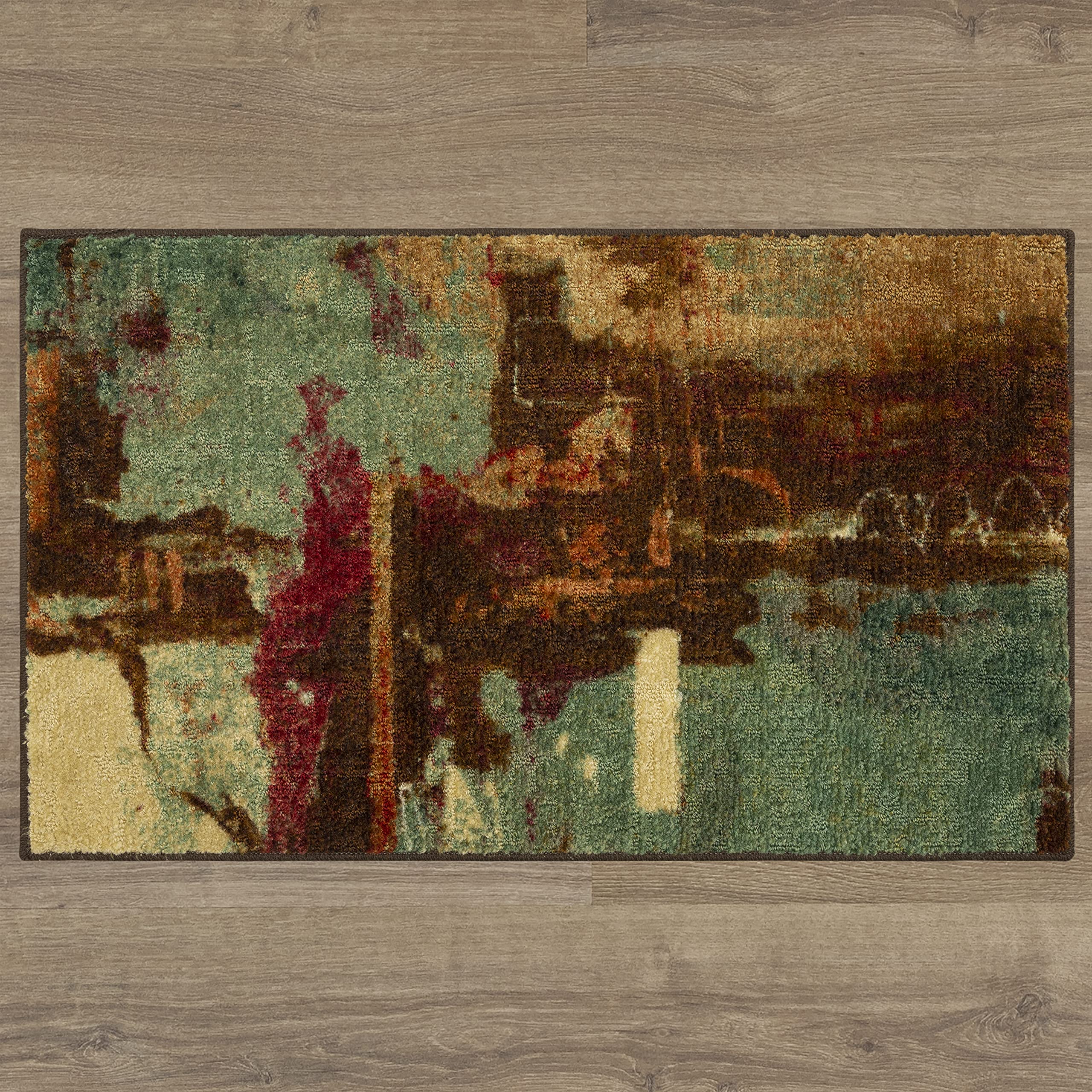 Mohawk Home Aqua Strata Fusion Abstract Area Rug (6'x9')