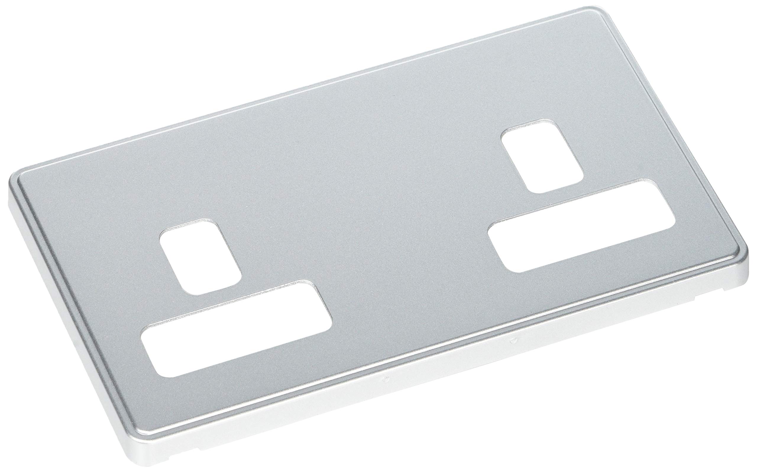 MK Dimensions 2 Gang 13A Dual Earth Socket Brushed Stainless Steel Finish Frontplate with a White Trim