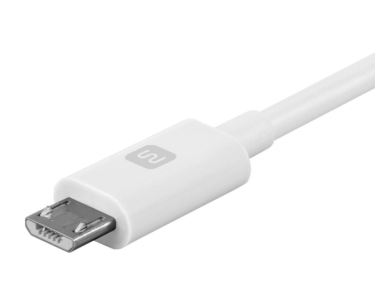 Monoprice USB-A to Micro B Cable - 6 Feet - White, Polycarbonate Connector Heads, 2.4A, 22/30AWG - Select Series