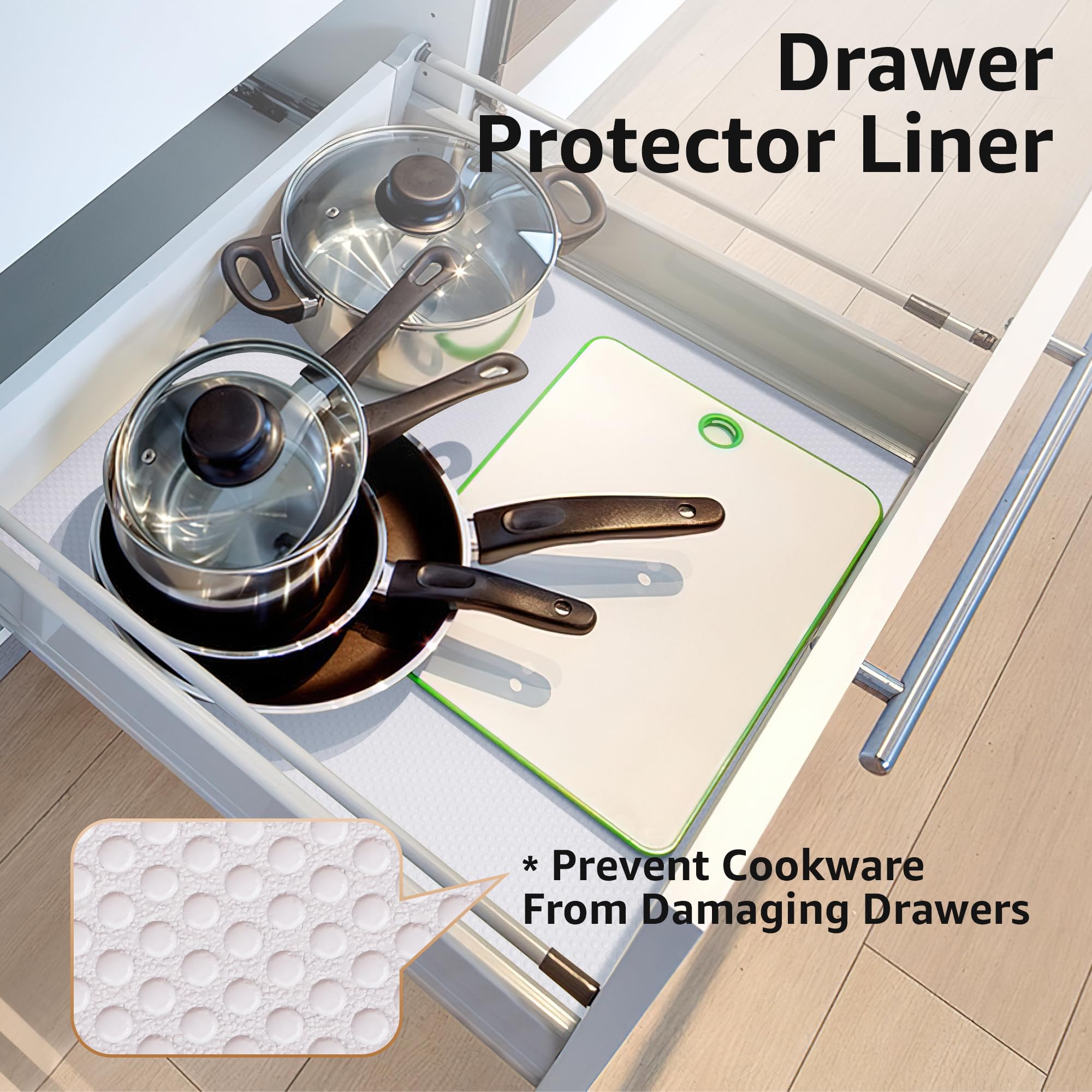 Shelf Liner Drawer Liner White, Waterproof Kitchen Cabinet Liner, 12 x 338 Inch Roll, Non-Slip, Easy to Cut, Washable Pantry Shelves Liners