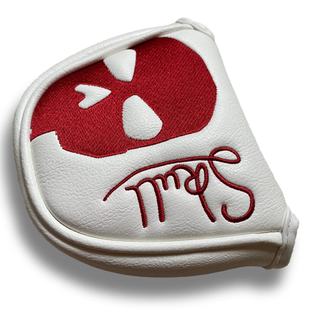 Premium Synthetic Leather Golf Putter Cover - Mallet Putter Head Cover Headcover Magnetic Golf Headcover for Mallet Putters (Eagle/Skull) (White|Skull)