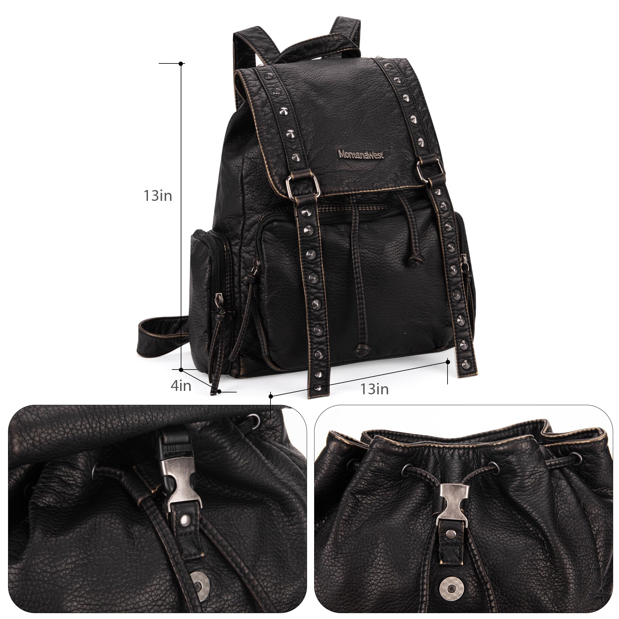 Montana West Backpack Purse for Women Trendy Satchel Backpack Washed Leather Drawstring Daypack for Casual Travel