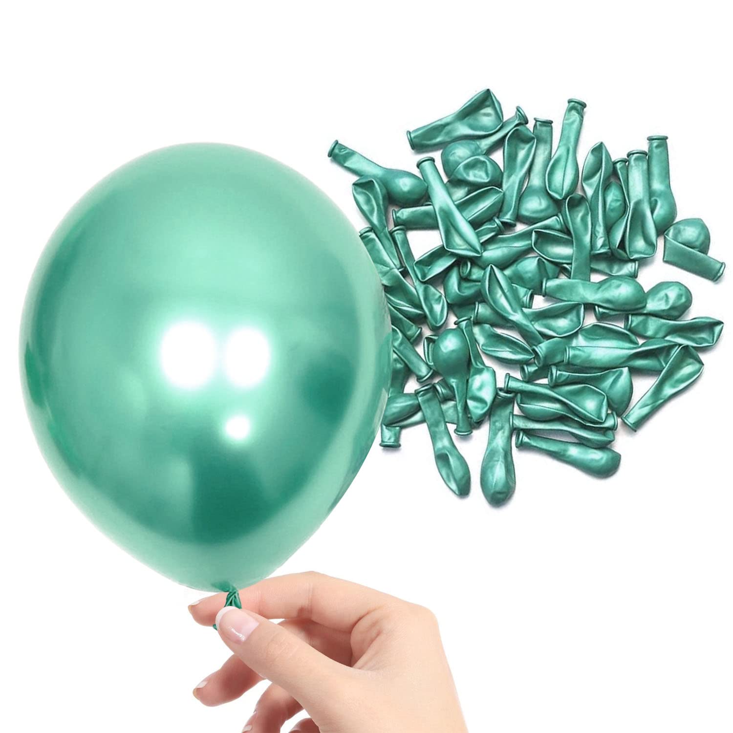 Metallic Chrom Green Party Balloons 50 PCS 5 Inches Latex Balloons for Birthday arty (Green)