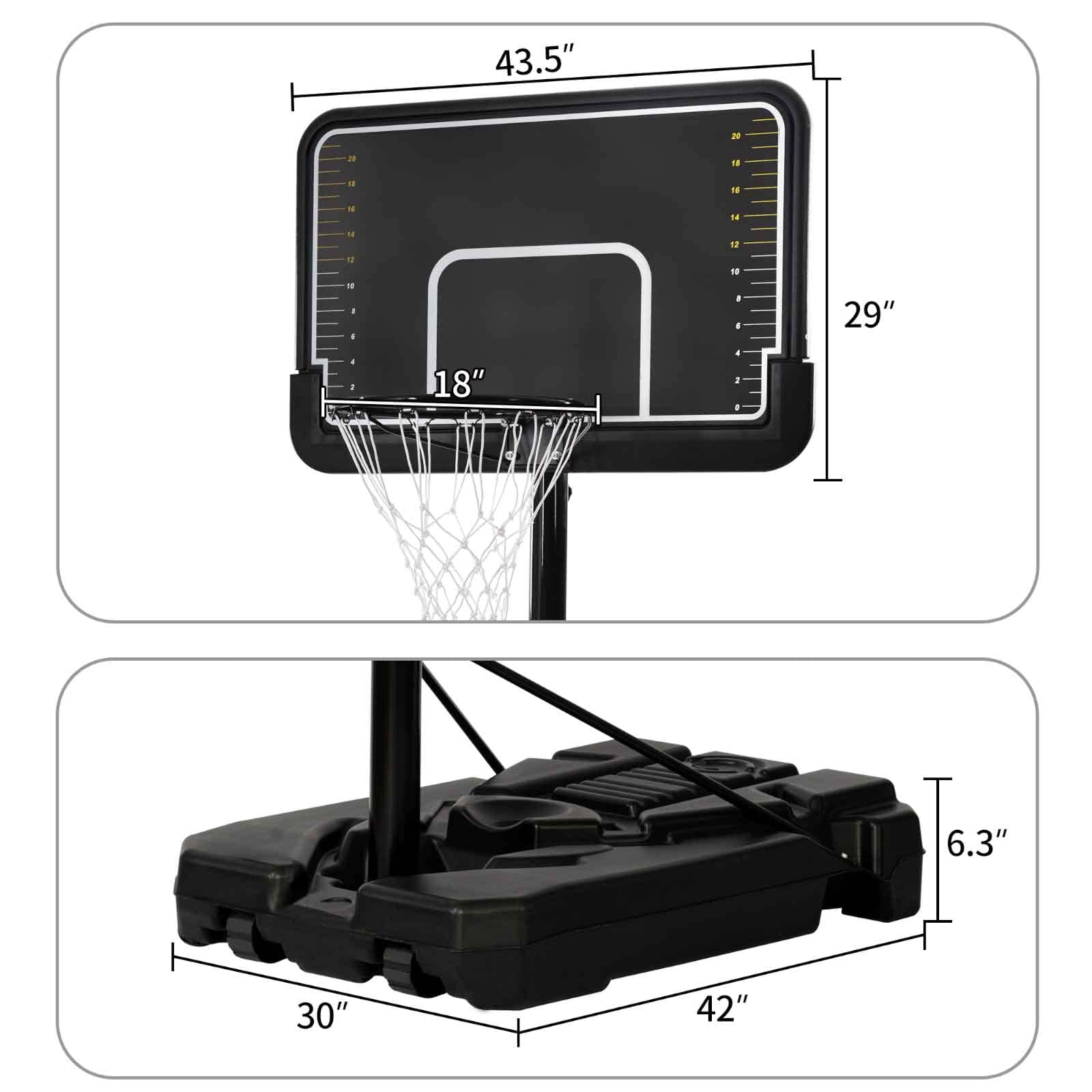 Ralch Wyscom Adjustable Basketball Hoop Goal with Vertical Jump Measurement, Portable and Mobile with Wheels Outdoor,6.6-10ft Height Easy Adjustment for Adults