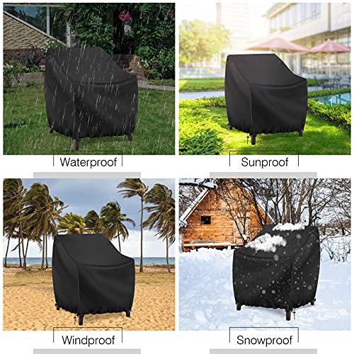 WonToper Patio Chair Covers, Waterproof 600D Heavy Duty Outdoor Lawn Furniture Covers 2 Pack, Black (35''Wx38''Dx31''H)