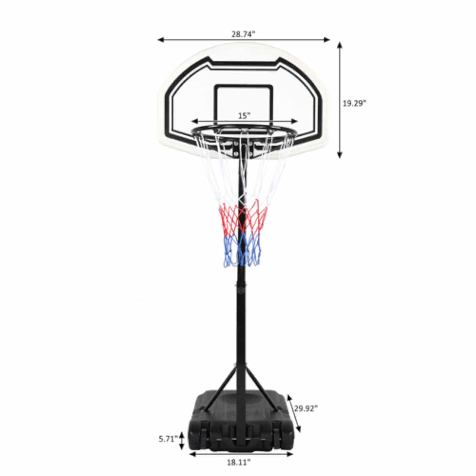 Ralch Wysom Portable Pool Basketball Hoop System Stand,28" x 19" Backboard, Basket Height Adjustment 3.77-4.4ft for Poolside Swimming Water,Maxium Ball Model 7# White & Black