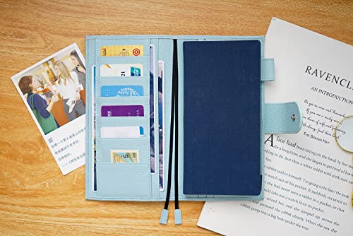 Moterm Leather Cover for Hobonichi Weeks - Fits Hobonichi Weeks/Weeks Mega, with Back Pocket (Pebbled pattern-Light Blue)