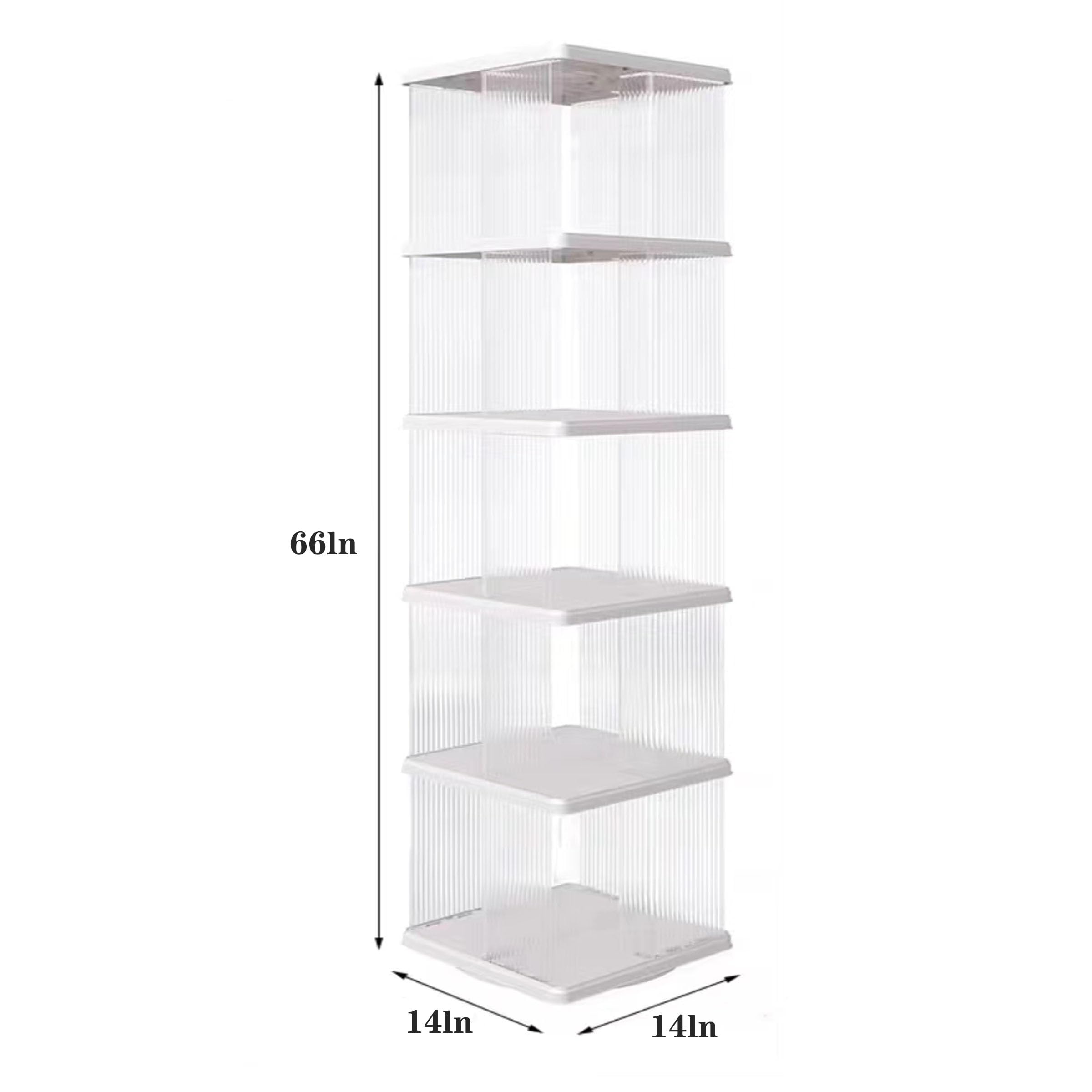 ZXFWRJDJ Rotating Bookshelf Tower, 360 Display Spinning Bookshelf,Small Corner Bookshelf for Small Space,Suitable for Bedrooms, Living Looms, Offices, and Study Rooms (White,5 Tier, 14x14x66